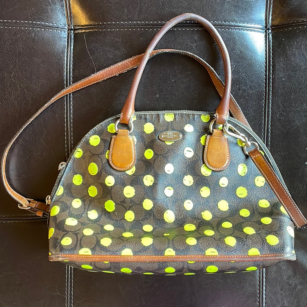 Coach Cora Neon Dot Domed Satchel - Gem